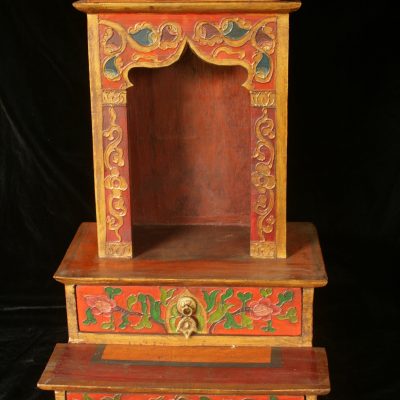 Wood shrines, puja tables, shrine boxes